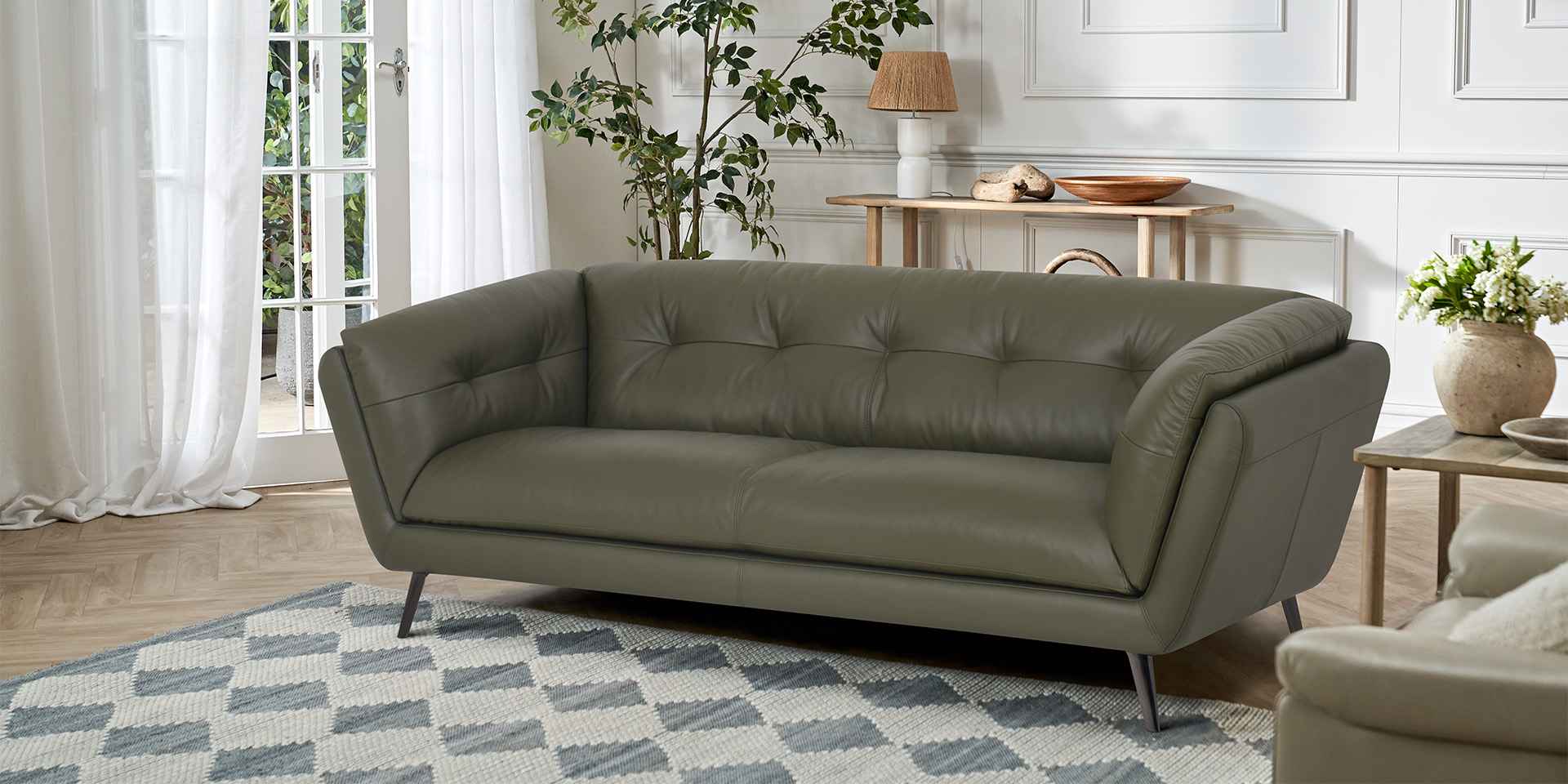 Indigo retro-look sofa - Plush